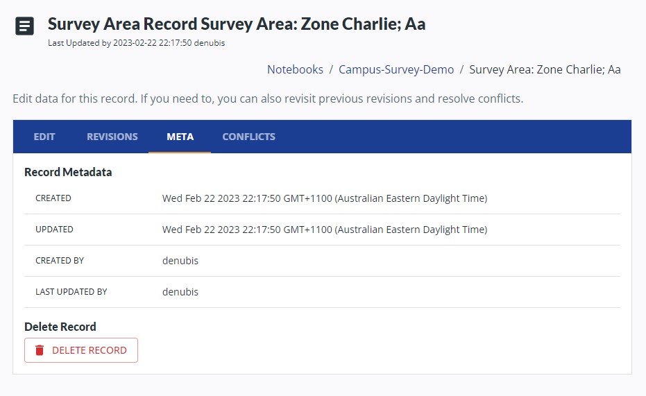 Demonstration Notebooks: Campus Survey - FAIMS 3.0 Electronic Field ...