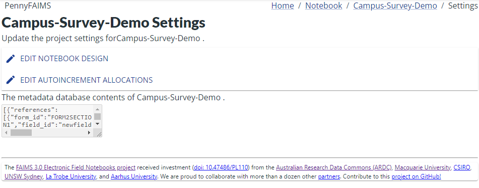 Demonstration Notebooks: Campus Survey - FAIMS 3.0 Electronic Field ...