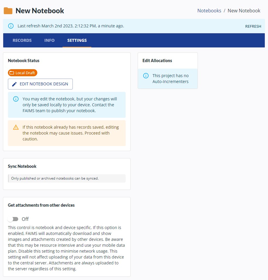 Notebook Creation - FAIMS 3.0 Electronic Field Notebooks